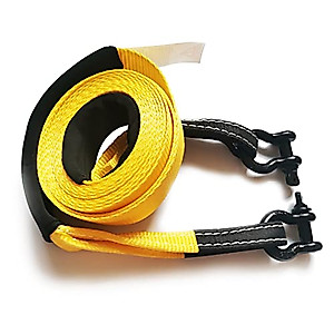 Tow Straps Recovery Kit 2" x 16ft Heavy Duty，20000lbs Break Strength Use for Emergency Towing Rope, Tree Saver, Winch Extension, Triple Reinforced Loops, Protective Sleeves Yellow