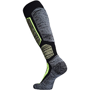 WEIERYA Ski Socks, Warm Knee High Performance Skiing Socks, Snowboard Socks (Black 2 Pairs, Medium)