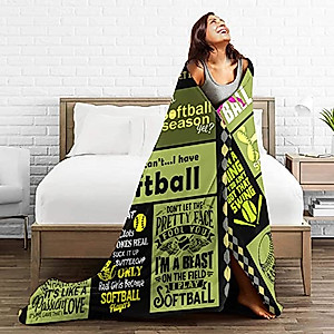PNNUO Throw Blanket - Softball Fleece Throw Blanket,Super Soft Ultra-Soft Micro Fleece Blanket for Bedroom Sofa Couch 50"X40"