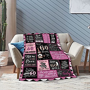 tgruihm 60th Birthday Gifts for Women, Happy 60th Birthday Blanket 1963, 60th Birthday Decorations Women Throw Blanket 50"x60", Turning 60 Years Old Gifts Flannel Blanket for Mom Sister Friends