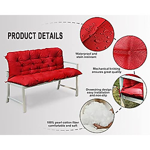 COSNUOSA Swing Replacement Cushions Waterproof Porch Swing Cushions 2-3 Seater Outdoor Swing Cushions for Outdoor Furniture Red 60x40 Inches