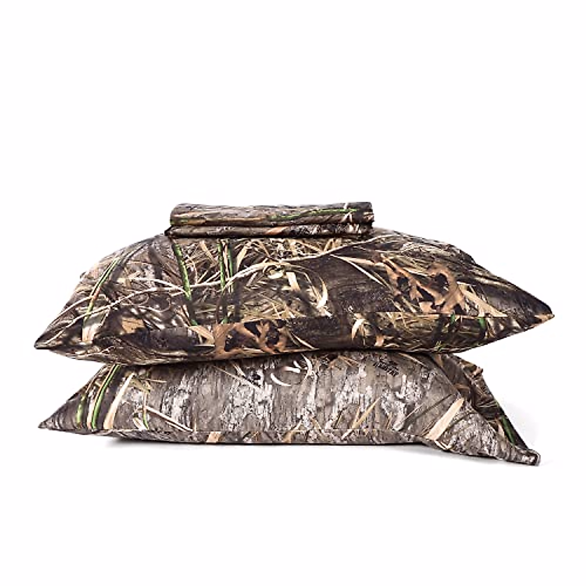VISI-ONE Microfiber Shadow Grass Habitat King Sheet Set Lightweight Camouflage Sheet Set with Pillow Case - Soft and Cozy 4 Piece Bed Sheet Set with 13 Inch Deep Pocket - (78 x 80 Inches)