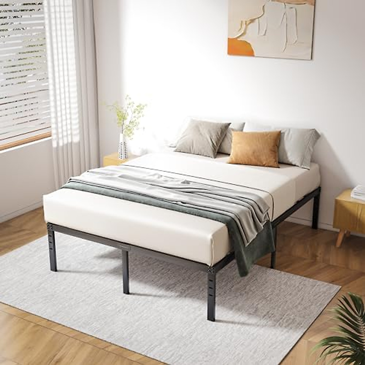 Tooyyer Metal California King Bed Frame 14" High 3000 lbs Heavy Duty Metal Bed Platform Solid Sturdy Steel Slat No Box Spring Needed Non-Slip Support and Noise Free Black-Cal King