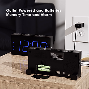 Digital Alarm Clock for Bedroom, Loud Digital Clock with Dual Alarms, 7.5" Dimmable Large Display, USB Charger,Battery Backup,12/24/DST, Electric Table Clock for Kid Heavy Sleeper Teen Boy Girl Senior