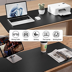 Leather Desk Pad Protector,Mouse Pad,Office Desk Mat, Non-Slip PU Leather Desk Blotter,Laptop Desk Pad,Waterproof Desk Writing Pad for Office and Home (Black,31.5" x 15.7")