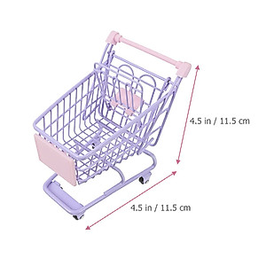 Toddmomy 1pcs Mini Supermarket Handcart,Mini Metal Shopping Cart Supermarket Handcart Shopping Utility Cart Storage Toy Holder,Purple