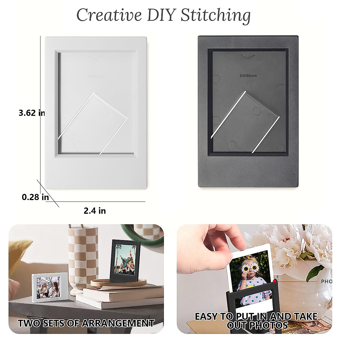 wogozan Mini 3 Inch Photo Picture Frames for Fujifilm Instax Mini 12/11/99/90/9/8/7+/EVO Classic Polaroid 2x3 Frame Wallet Size Photo Desktop Display Black & Grey (10 Pack)