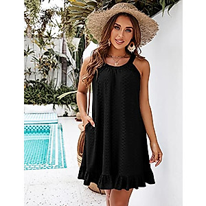 Blooming Jelly Womens Swimsuit Coverup Bathing Suit Cover Ups Swimwear Beach Cover Up TShirt Dress With Pockets（Large,Black