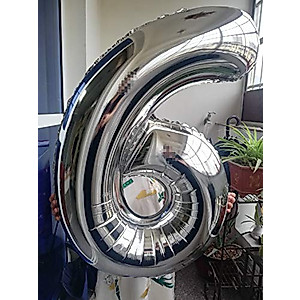 Silver 0 Balloons,40 Inch Birthday Foil Balloon Party Decorations Supplies Helium Mylar Digital Balloons (Silver Number 0)
