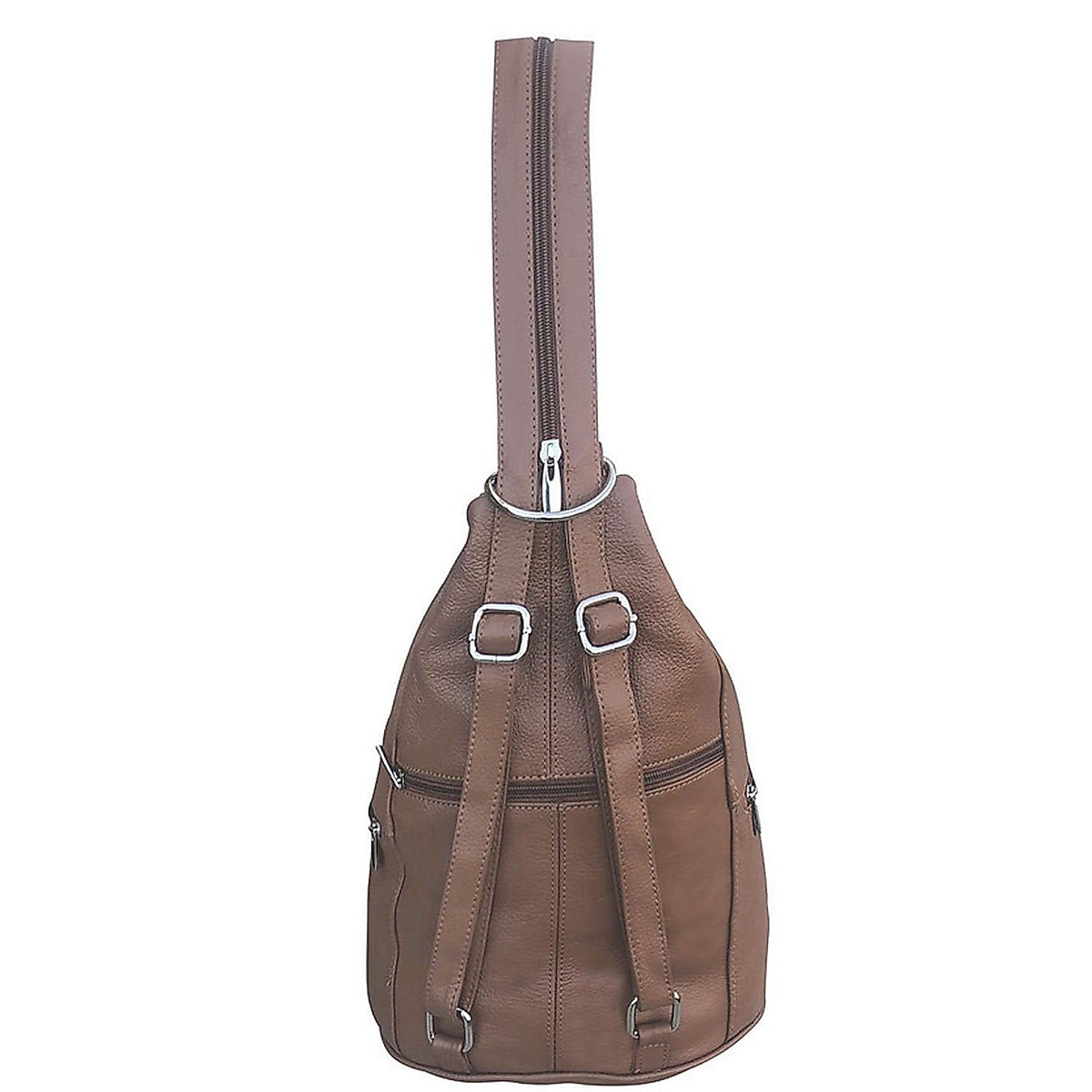 SILVERFEVER Women's Medium Backpacks Genuine Leather Backpack Purse Sling Organizer (Cffee Brown)