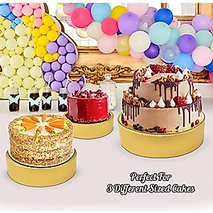 Set of 3 Gold Cake Stand Holder Round Cardboard Cakes Stands, 8" 10" 12" Dessert Display Cupcake Stands Pastry Base Plate Tray Decorative Centerpiece for Baby Shower Wedding Birthday Party Table Decor