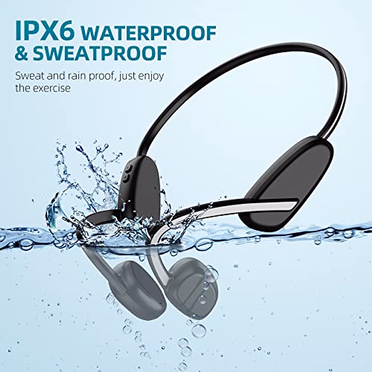 Eixpdaye Bone Conduction Headphones Bluetooth 5.3 Open Ear Headphones Waterproof 8 Hours Long Battery Life Wireless Earphones with Mic Headset for Running, Cycling, Driving, Sports, and Fitness