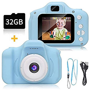 Digital Camera for Kids, Selfie Digital Video Recorder Camera with 2 Inch and 32GB SD Card for 3-10 Year Old Kids (Blue)