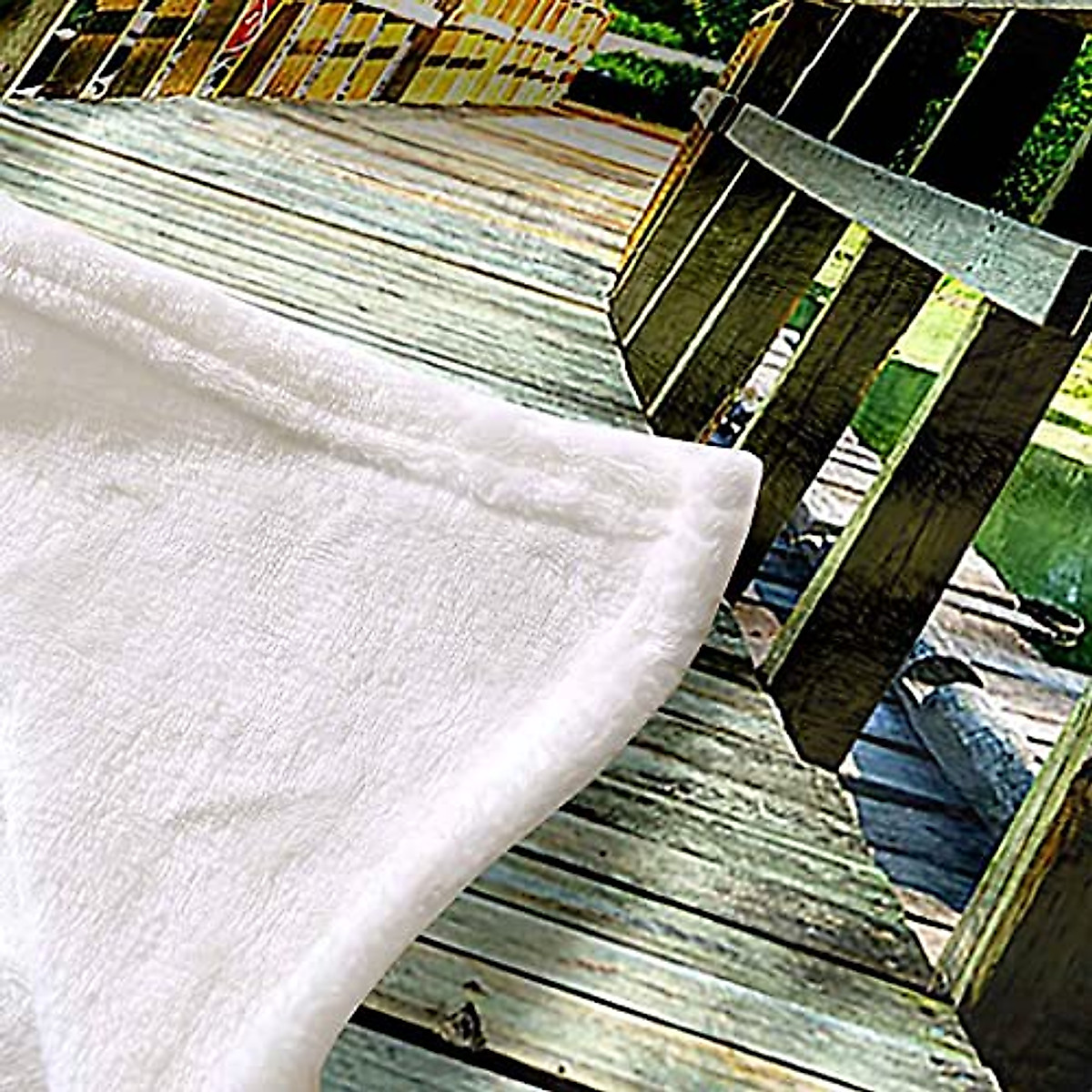 NARBOR Soft Fleece Throw Blanket - Fluffy Microfiber Solid Blankets for Bed and Couch Double/Single Size - 59X79Inch Wooden Bridge Lake View Printed Flannel Blanket for Bed, Couch and Sofa