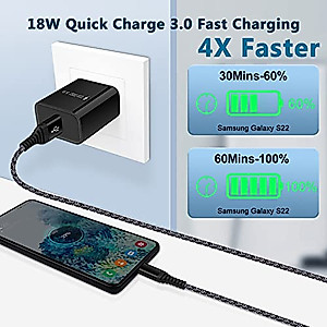 Type C Android Charger Moto Phone Charger Fast Charger for Moto G73/G53/G23/G Play 2023/G Stylus 5G 2022/G Power 2022/2021/G Pure/G Play 2021/One 5G Ace/One 5G UW/Edge 2022/G9/G8/G7/Z4/Edge 30 Ultra