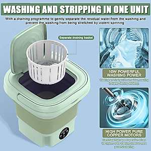 Mini Washing Machine, Foldable Washing Machine, 8L Large Capacity Portable Washing Machine, 3 Modes Deep Cleaning Half Automatic Washt Laundry Machine, Suitable for Washing Small Pieces of Clothing