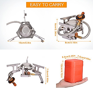 Sagafly Portable Camping Gas Stove with 1LB Propane Tank Adapter, Foldable Camp Stove Backpacking Stove with Piezo Ignition for Outdoor Hiking Cooking Burner