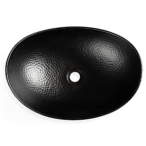 Monarch Abode 19186 Hand Hammered Matte Black Harbor Vessel Bathroom Sink (19 inches)