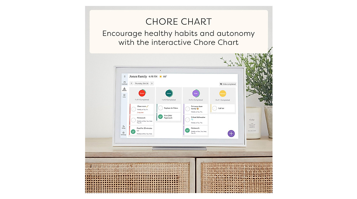 Skylight 15" Digital Calendar & Chore Chart for Families