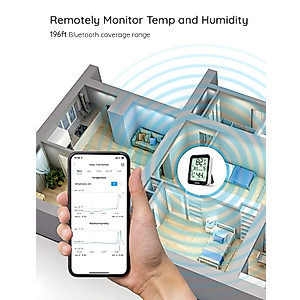 Govee Hygrometer Thermometer H5075, Bluetooth Indoor Room Temperature Monitor Greenhouse Thermometer with Remote App Control, Notification Alerts, 2 Years Data Storage Export