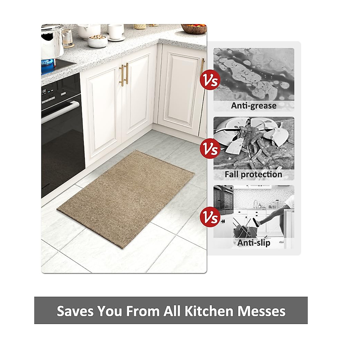 tchdio Kitchen Rug-Rubber Backing Non Skid Kitchen Mats for Floor-Absorbent Quick Dry Washable Kitchen Rugs-Kitchen Runner Rug Kitchen Floor Mats for in Front of Sink Laundry Room Bathroom etc.
