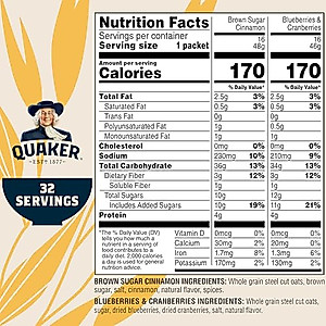 Quaker Steel Cut Quick 3-Minute Oatmeal, 2 Flavor Variety Pack, Individual Packets, 32 Count