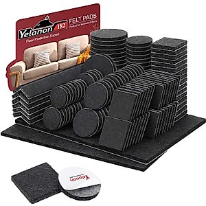 Felt Furniture Pads Self Adhesive -182 Pcs , Cuttable Anti Scratch Floor Protectors for Furniture Feet Chair Legs, Furniture Felt Pads for Hardwoods Floors, Black