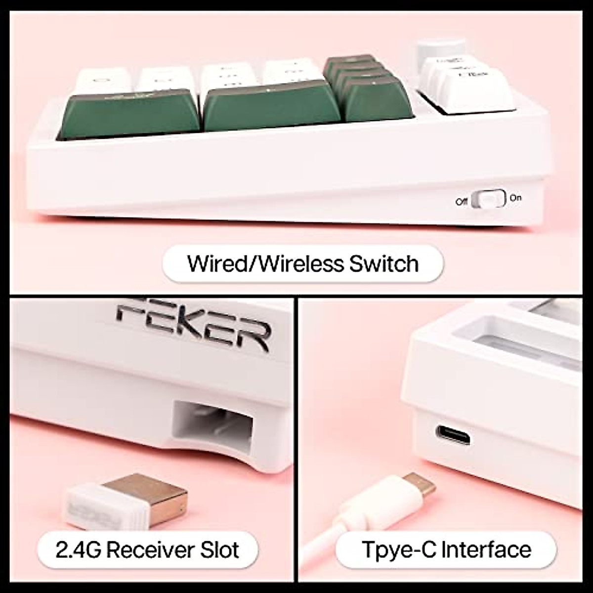 EPOMAKER FEKER JJK21 20 Keys Mechanical Numpad Kit, Gasket Mount Hot Swappable Bluetooth 5.0/2.4GHz/Wired Numeric Keypad with a Rotary Knob, 1500mAh Battery, Compatible with 3/5Pin Switches