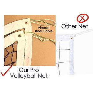 Professional Volleyball Net Outdoor with Aircraft Steel Cable, Heavy Duty Volleyball Net for Backyard, 32x3FT Portable Volleyball Net for Pool Schoolyard Beach, Badminton/Pro Volleyball Net Set