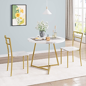 Fancihabor Round Dining Table Set for 2, Kitchen Table and Chairs for 2 ...