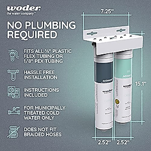 Woder WD-D-20M-ADV-JG BOTH Pre-Sedimentation AND Advanced Filtration Inline Water Filter - Removes Sediment, Sand, Scale, Chlorine, Heavy Metals and Bad Tastes - Quick Connect ¼” JG Fittings - US Made
