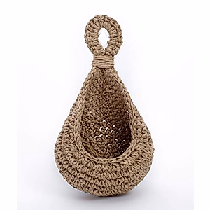 N?A Jute Hanging Basket Wall planters-Small Wall Planter, Teardrop Hanging Baskets for Plants Succulent Wall Decor, Hanging Herb Pot Holder 3 inch Outside Diameter for in/Outdoor Fence Planter