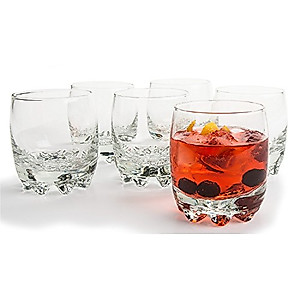 Bormioli Rocco Galassia Tumbler Rocks Glasses, Set of 6, Gift Boxed,10 oz