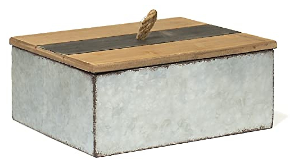 Red Co. Rustic Galvanized Storage Box with Lid - Organize Your Home
