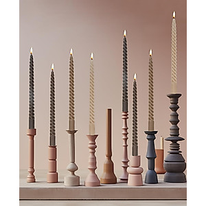 LPUSA Brown Tall Taper Candles Spiral Candle Sticks,Unscented Pastel Candle for Holiday,Wedding and Home Decoration,10inch,12 Pack(E-Gradient Brown)