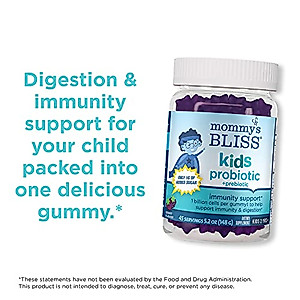 Mommy's Bliss Kids Probiotic + Prebiotic Gummies, Supports Immunity & Digestion for Kids 2 Years+, Less Sugar, Yummy Berry Flavor, 45 Count (Pack of 3)
