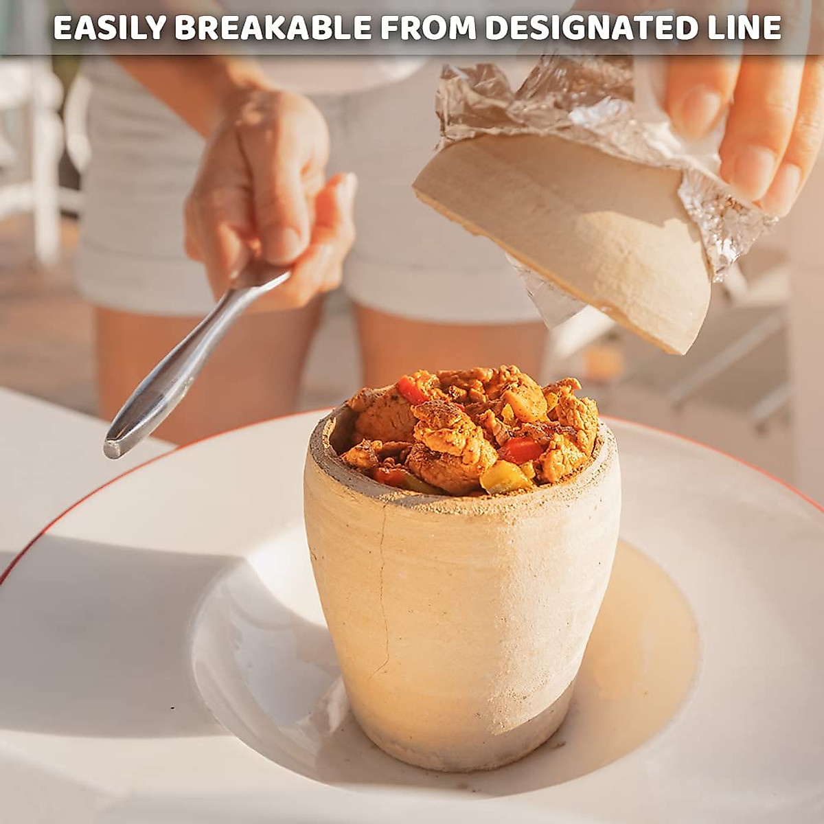 Handmade Clay Pot for Testi Kebab, Unglazed Earthenware Pot for Cooking, Clay Cooking Pots, Authentic Cappadocia Kebab Tandoori (Large 10 in)