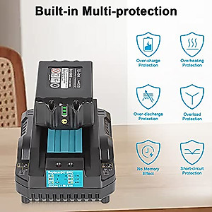 APTOOLER 2 Pack 6.0Ah BL1860B Battery with DC18RC Charger Compatible with Makita 18V Battery BL1860 BL1850 BL1850B BL1840 BL1840B BL1830 BL1830B BL1815B LXT400 18-Volt Power Tools Batteries