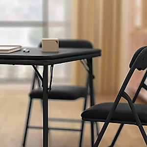 HBCY Creations 5 Piece Kid's Folding Table and Chairs Set - Black Design - Lightweight & Portable - Safety Lock Feature - Seating for 4