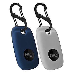 Geiomoo Silicone Case for Tile Pro 2022 Tracker, Soft Flexible Scratch Resistant Cover with Carabiner (2 Pack Navy Blue+Oatmeal)
