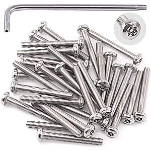 Hilitchi M6 30PCS Button Head Torx Security Screws Stainless Steel Tamper Proof Screws w T30 Bit (M6X50)