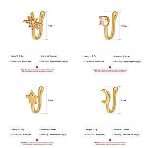 Sither 9 pieces Nose Rings Cuff for Women and Men Faux Nose Rings Clip Non Piercing Fake Nose Rings Pack Body Piercing Jewelry for Gift (gold)