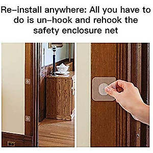 Magic Pet Gate, Mesh Dog Gate, Puppy Gates and Baby Gate, Portable Folding Baby/Dog Safety Fence Enclosure Easy Install Anywhere, 30'' X 39'', 8 Hooks