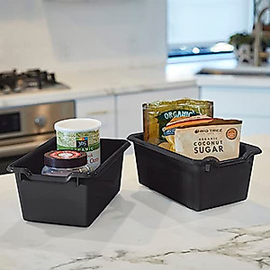 ECR4Kids Scoop Front Storage Bin, Multipurpose Organization, Black, 5-Piece