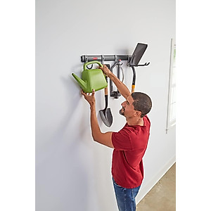 Rubbermaid FastTrack Garage Storage Utility Hooks, 5 Piece, Black, All in One Rail Hook Kit and Tool Organizer, Heavy Duty for Home/Garage/Shed/Garden