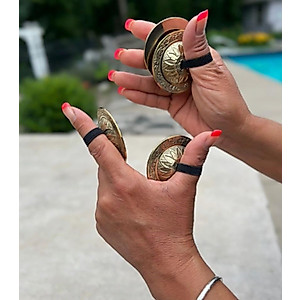 DharmaObjects Belly Dancing - Pro Finger Zills or Cymbals 2 Pair/4pcs Gold 6cm