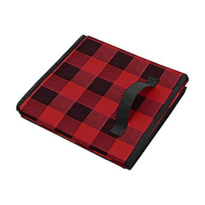 Sweet Jojo Designs Red and Black Buffalo Plaid Check Boy Small Fabric Toy Bin Storage Box Chest For Baby Nursery or Kids Room - Woodland Rustic Country Farmhouse Lumberjack Check