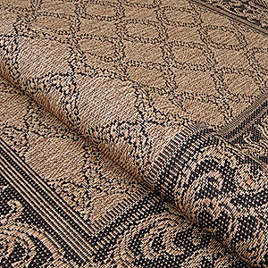 Couristan Recife Garden Lattice Indoor/Outdoor Area Rug, 8'6" Square, Cocoa-Black