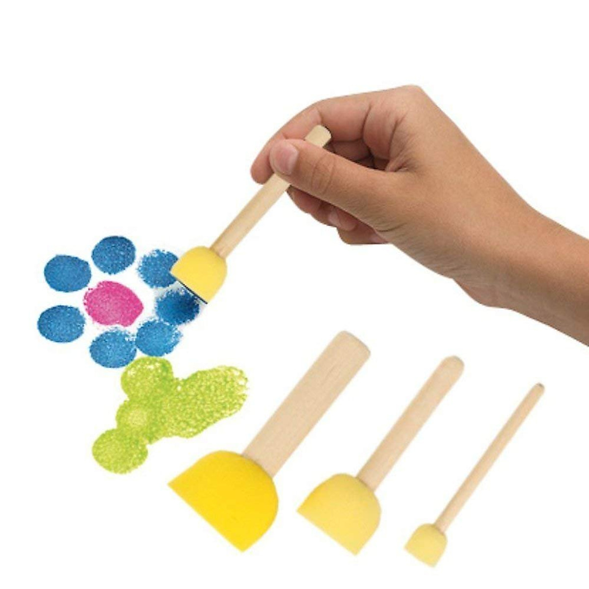 WAFJAMF 40-Pieces Assorted Size Round Sponges Brush Set, Paint Tools for Kids