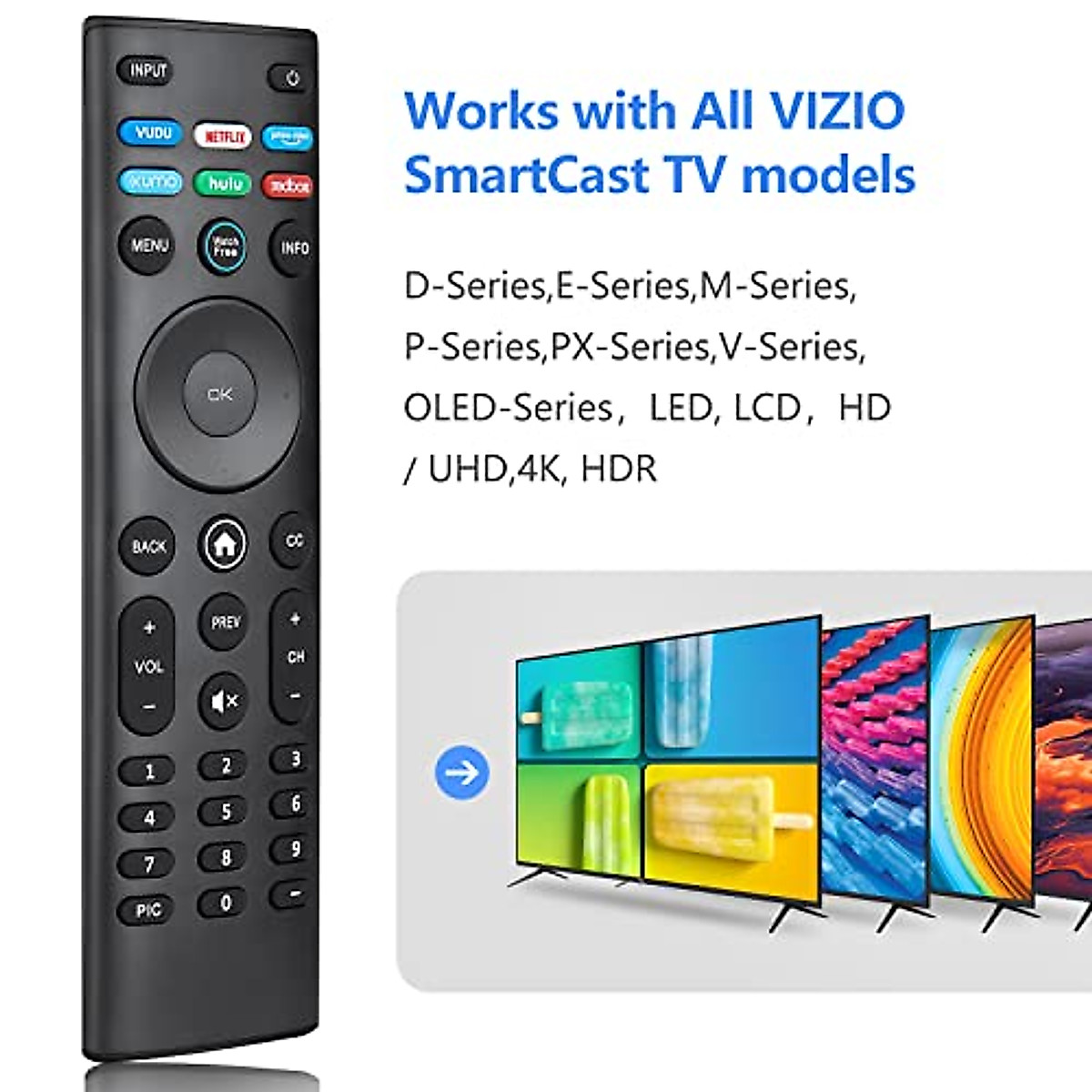 for VIZIO-Smart-TV-Remote,XRT140 for VIZIO All LED LCD HD 4K UHD HDR Smart TVs